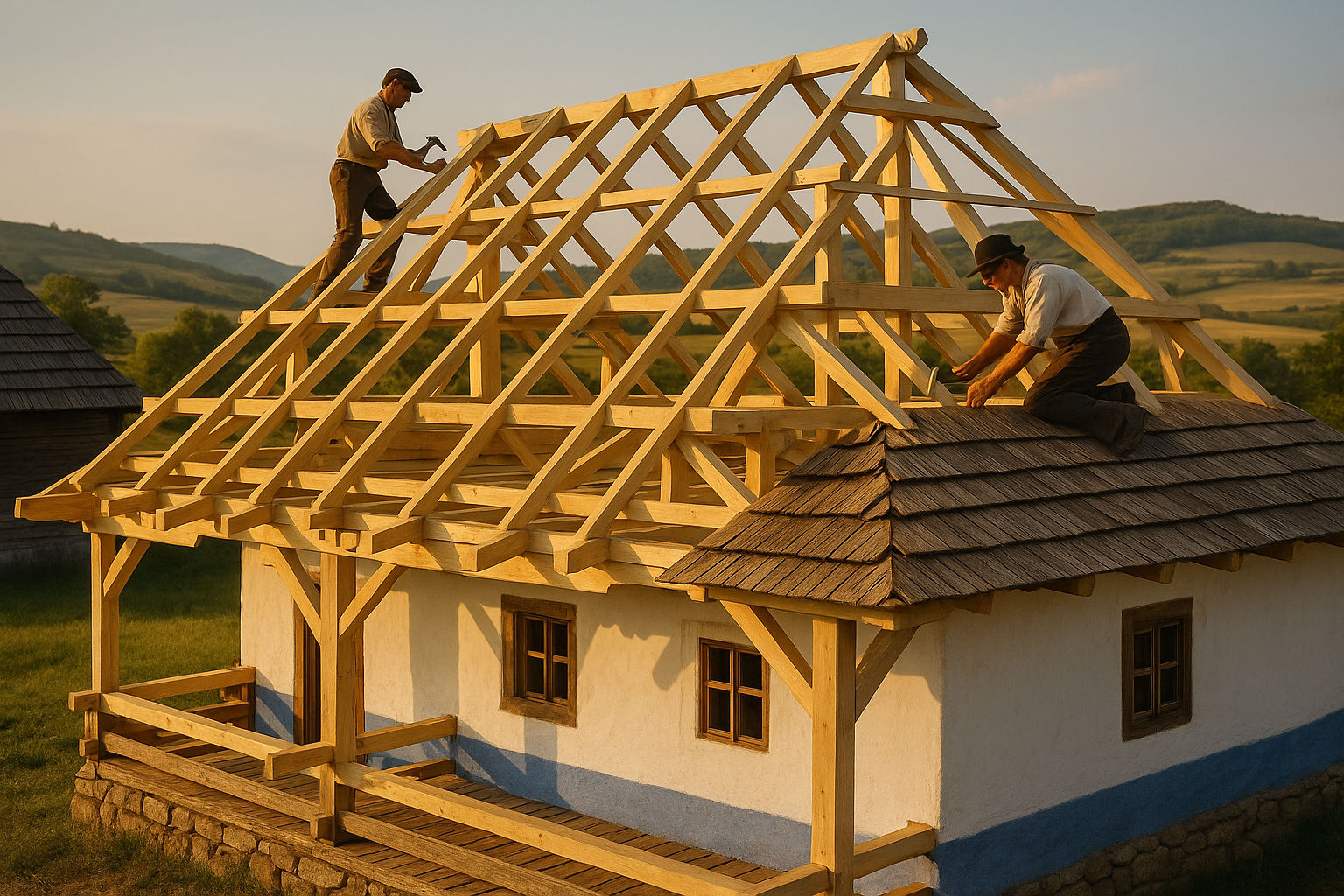 Șarpanta din lemn: structura, elementele acoperișului și tipuri de ...